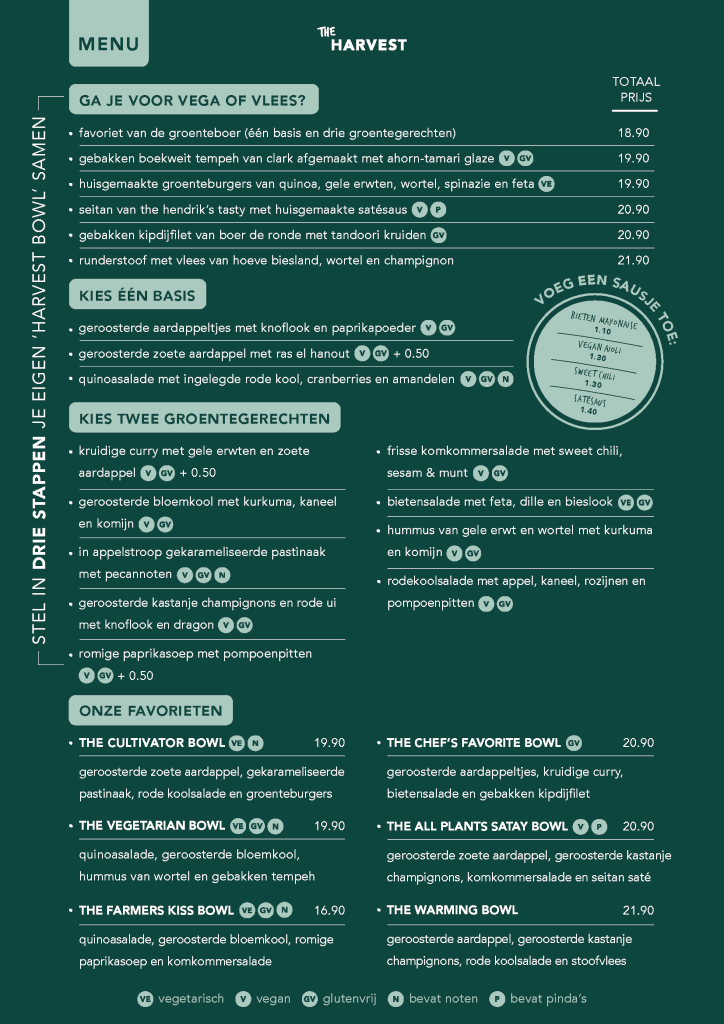 Menu | The Harvest